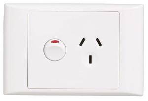 Gpo socket single 10a horz shuttered HAGWBP1S - Perth Building Materials